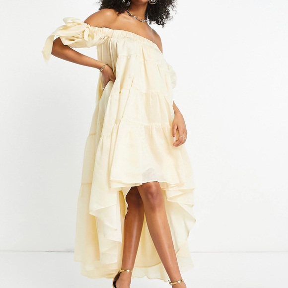ASOS | Dresses | Asos Design Off Shoulder Voile Maxi Dress In Ecru ...